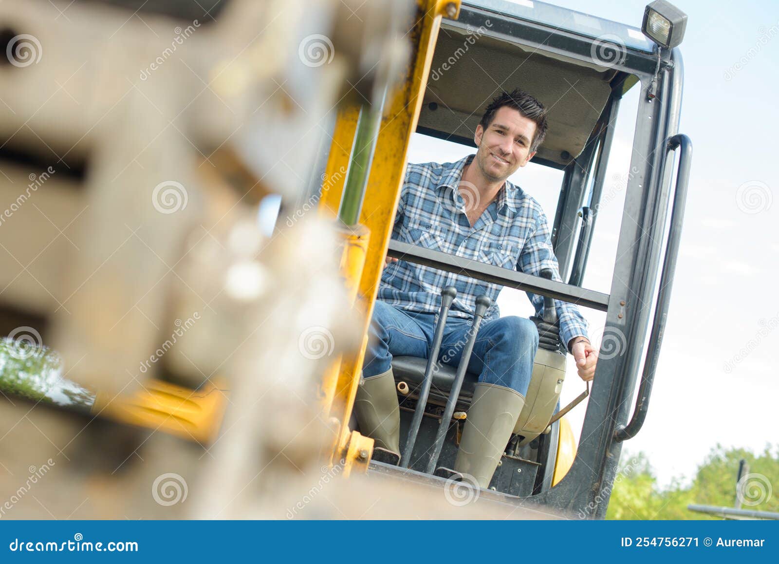 Portrait Man Driving Digger Stock Image - Image of farm, removal: 254756271