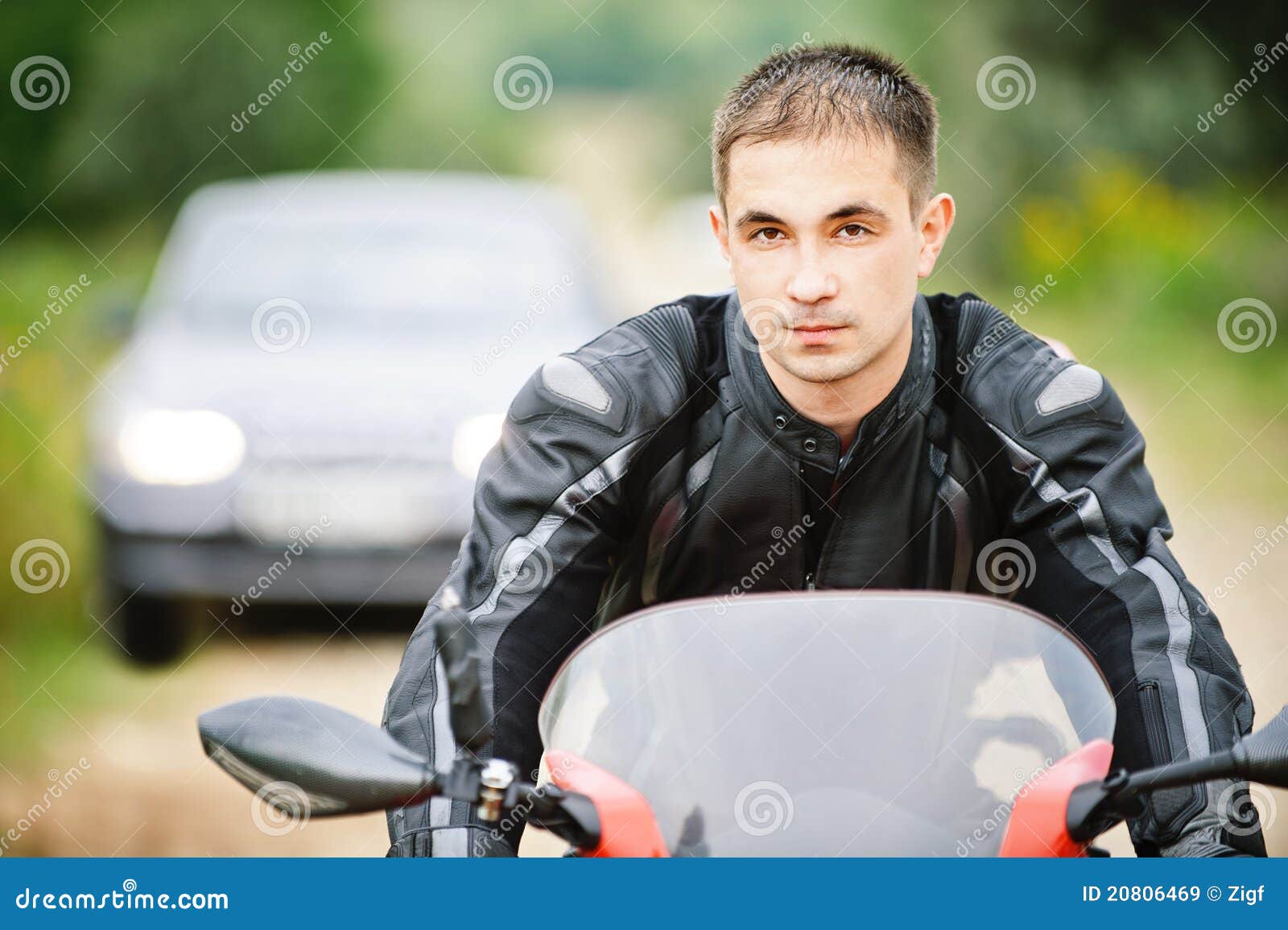 Portrait of Man Driving Motorcycle Stock Image - Image of motorbike ...