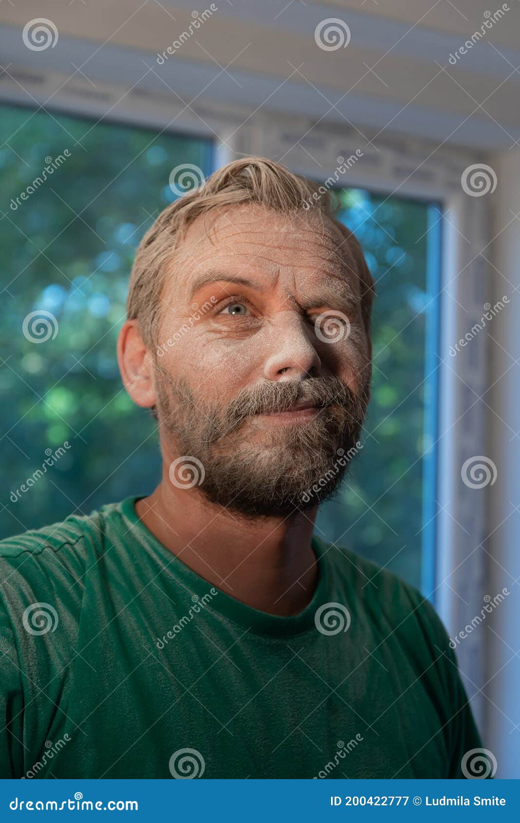 Portrait of Man with Dust on a Face Stock Image - Image of construction ...