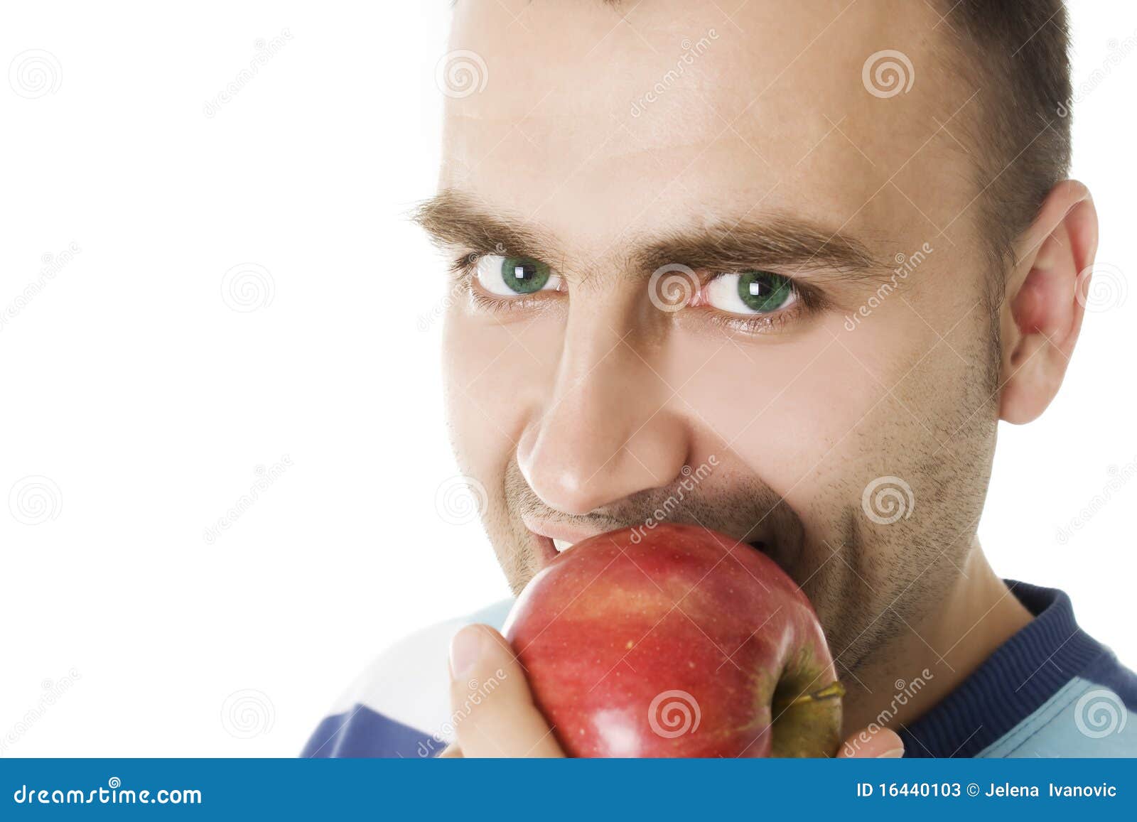 Portrait of a Man Eating an Apple Stock Image - Image of fresh, food ...