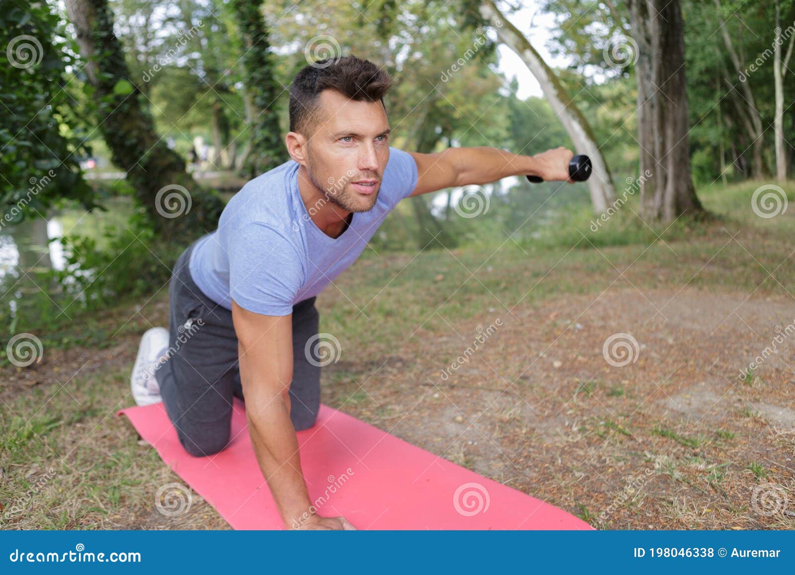 Portrait Man and Exercise Position Stock Photo - Image of drill ...