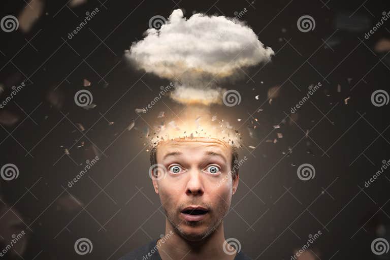 Portrait of a Man with an Exploding Mind Stock Photo - Image of ...