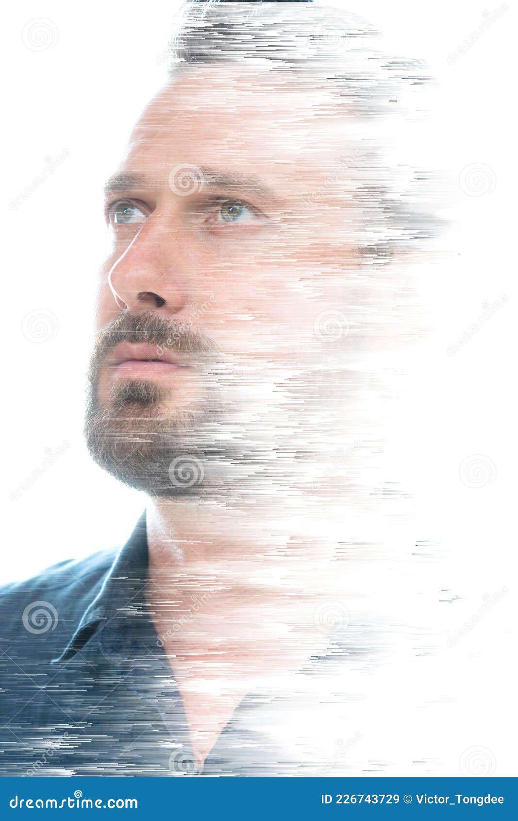 Fading portrait of a man stock illustration. Illustration of computer ...