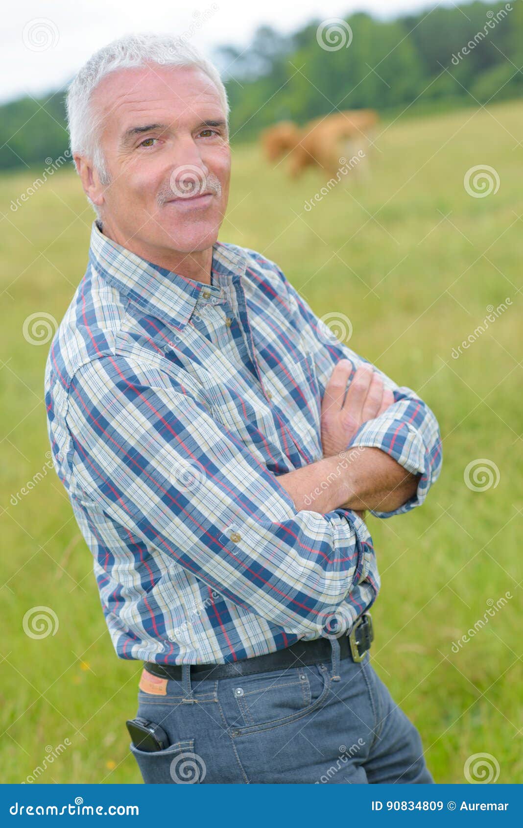 Portrait man in field stock image. Image of human, contented - 90834809