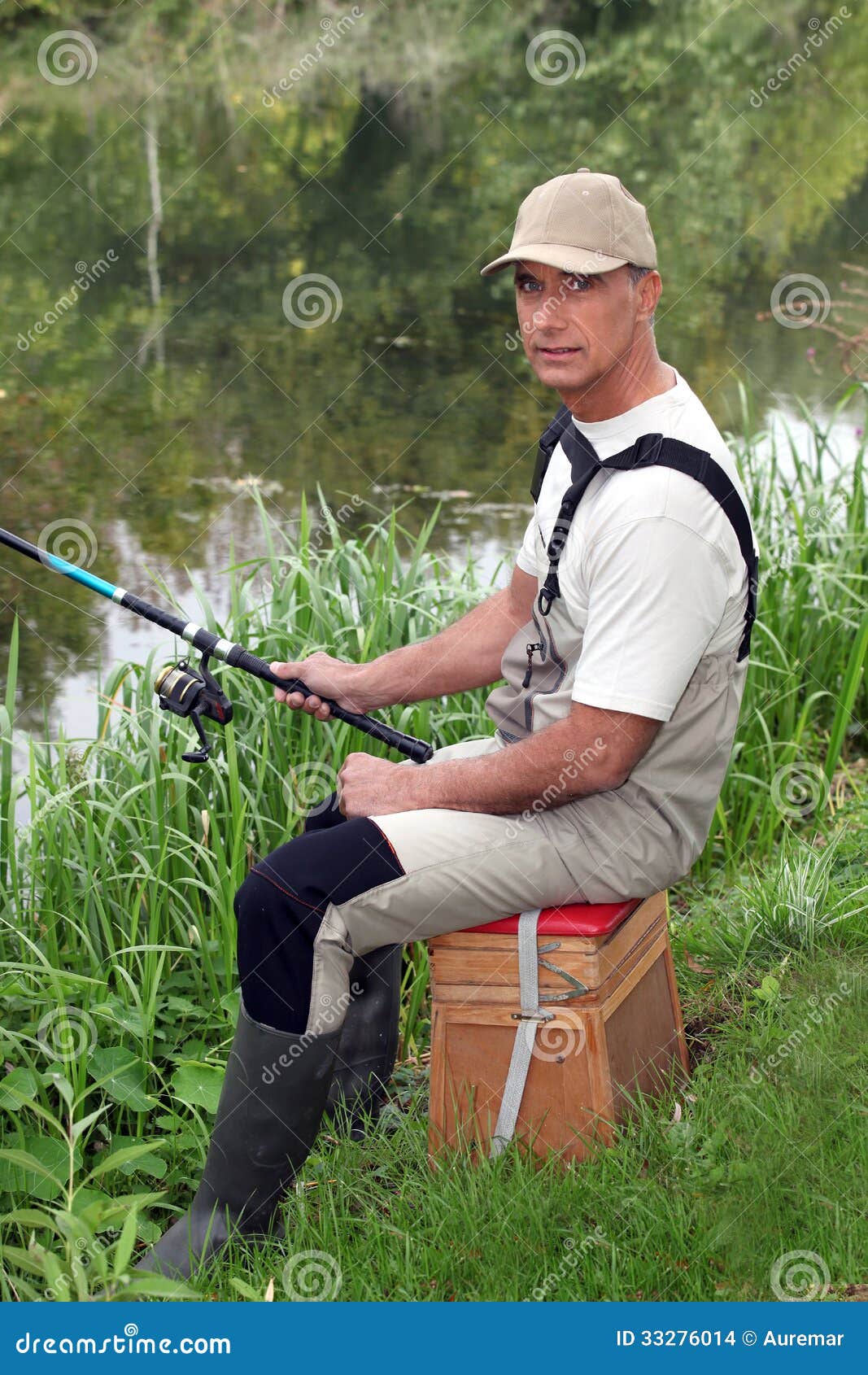 Portrait of a man fishing stock photo. Image of warm - 33276014