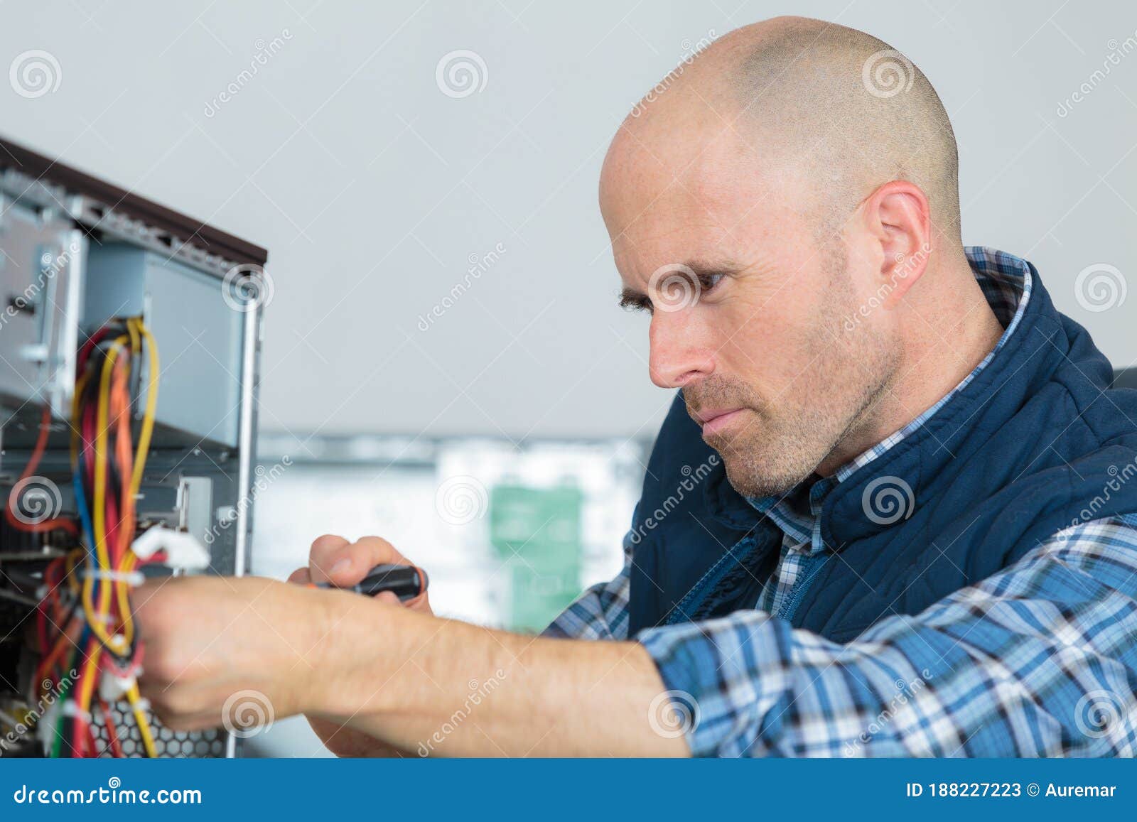 Portrait Man Fixing Computer Stock Image - Image of serious, fixing ...