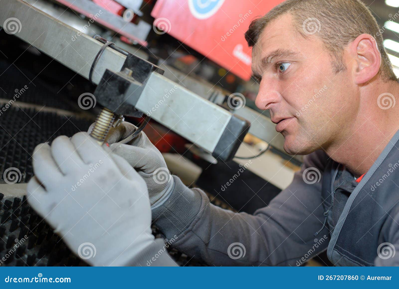 Portrait Man Fixing Machine Stock Photo - Image of department, working ...