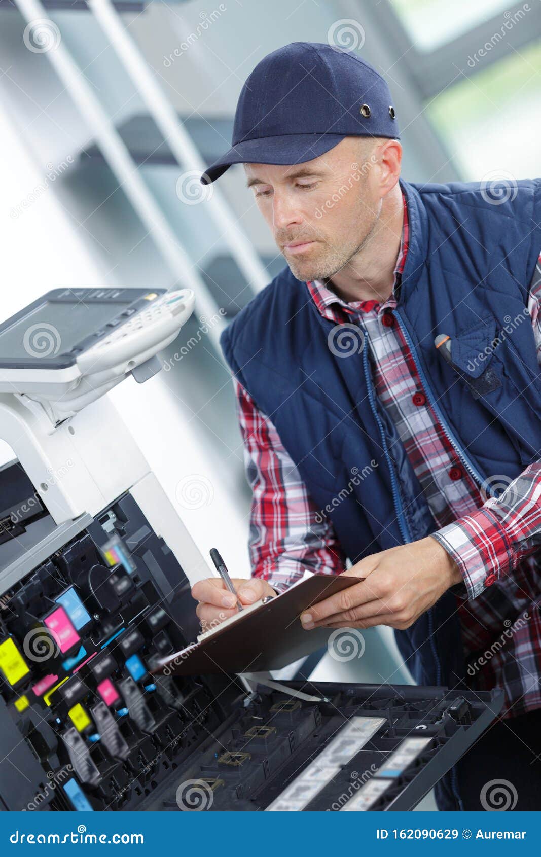 Portrait Man Fixing Printer Stock Image - Image of handle, engineering ...