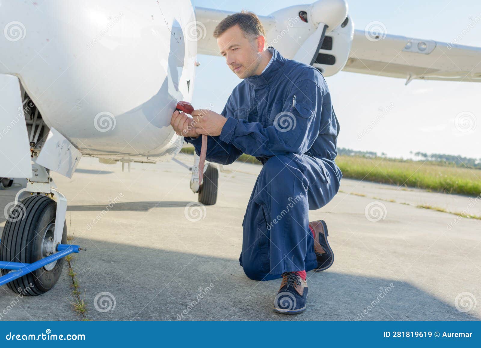 Portrait Man Fixing Aircraft Stock Image - Image of military, manual ...