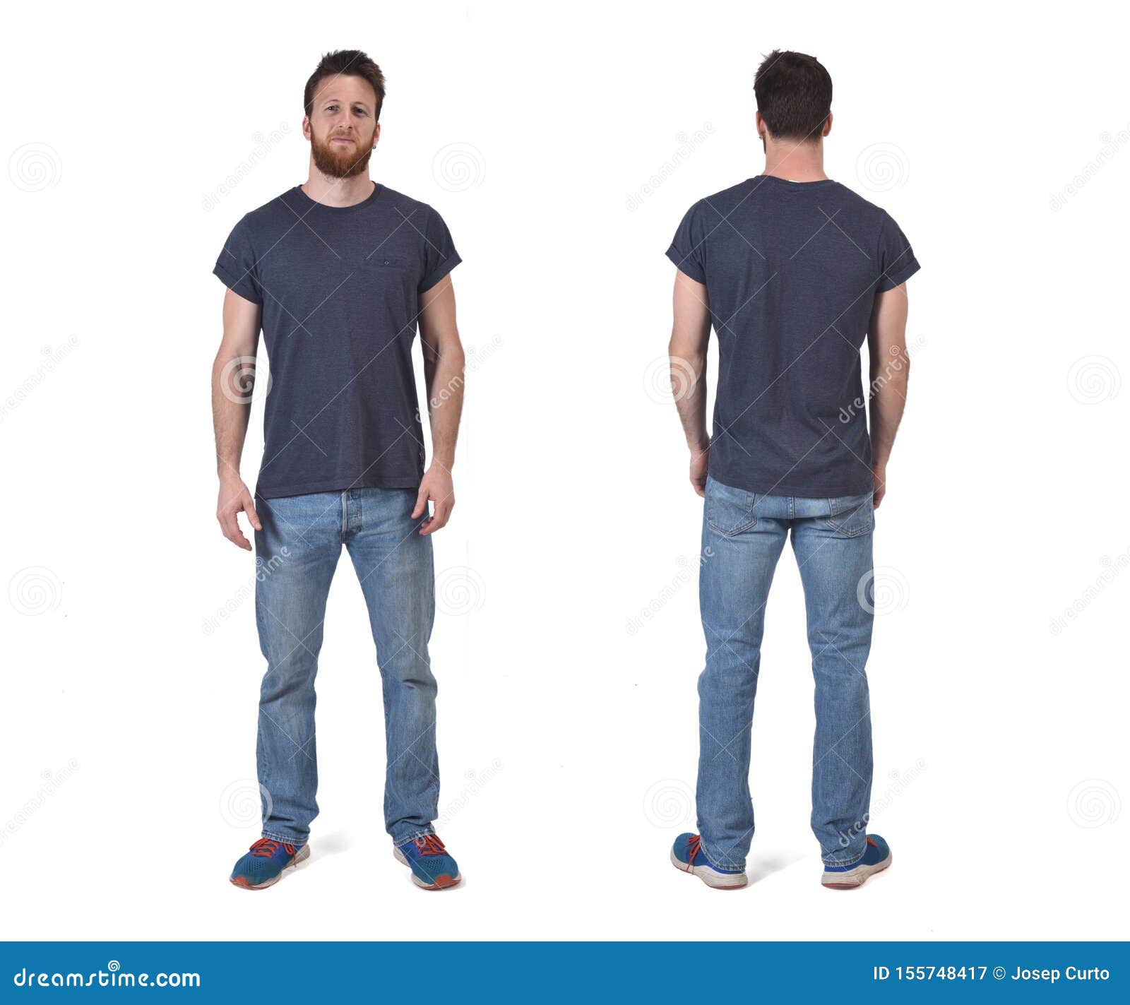 Portrait of a Man of Front and Back Isolated on White Stock Image ...