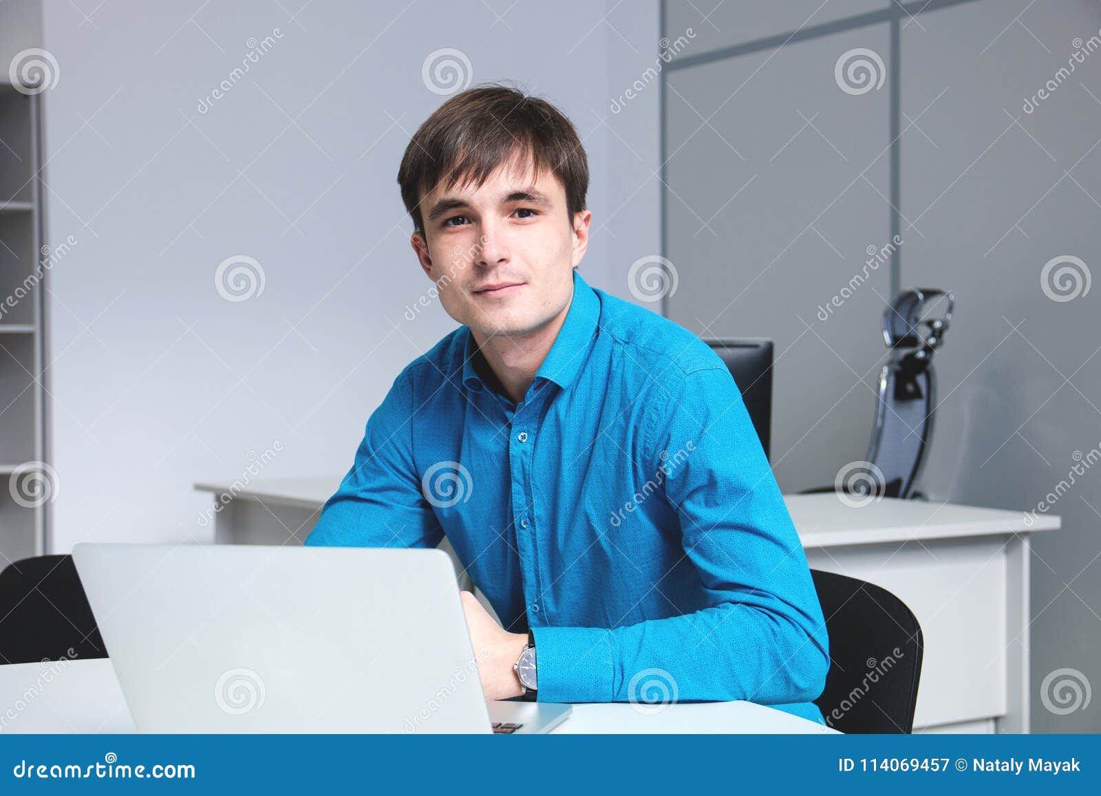 Portrait of a Man in Front of a Laptop Computer Stock Image - Image of ...