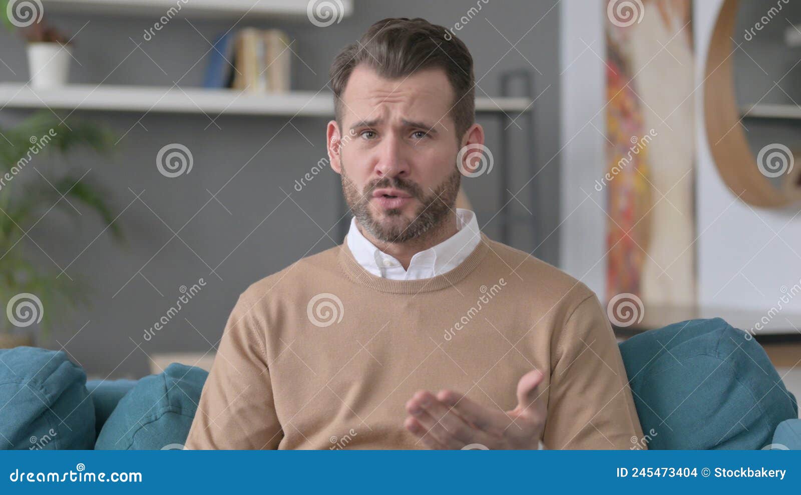 Portrait of Man Getting Angry on Video Call Stock Photo - Image of ...