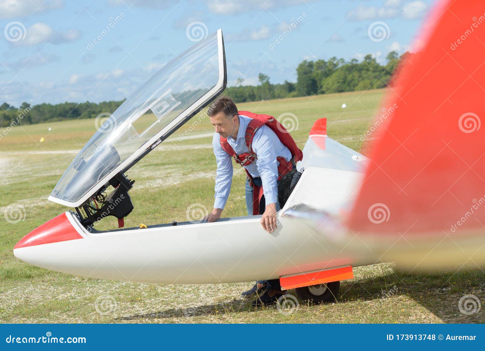 Portrait Man Getting into Glider Stock Photo - Image of flight, casual ...