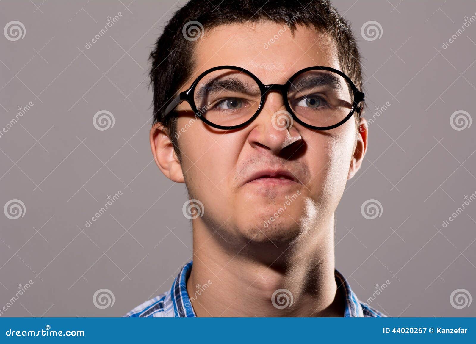 Portrait of a Man in Glasses with a Silly Expression on His Face Stock ...