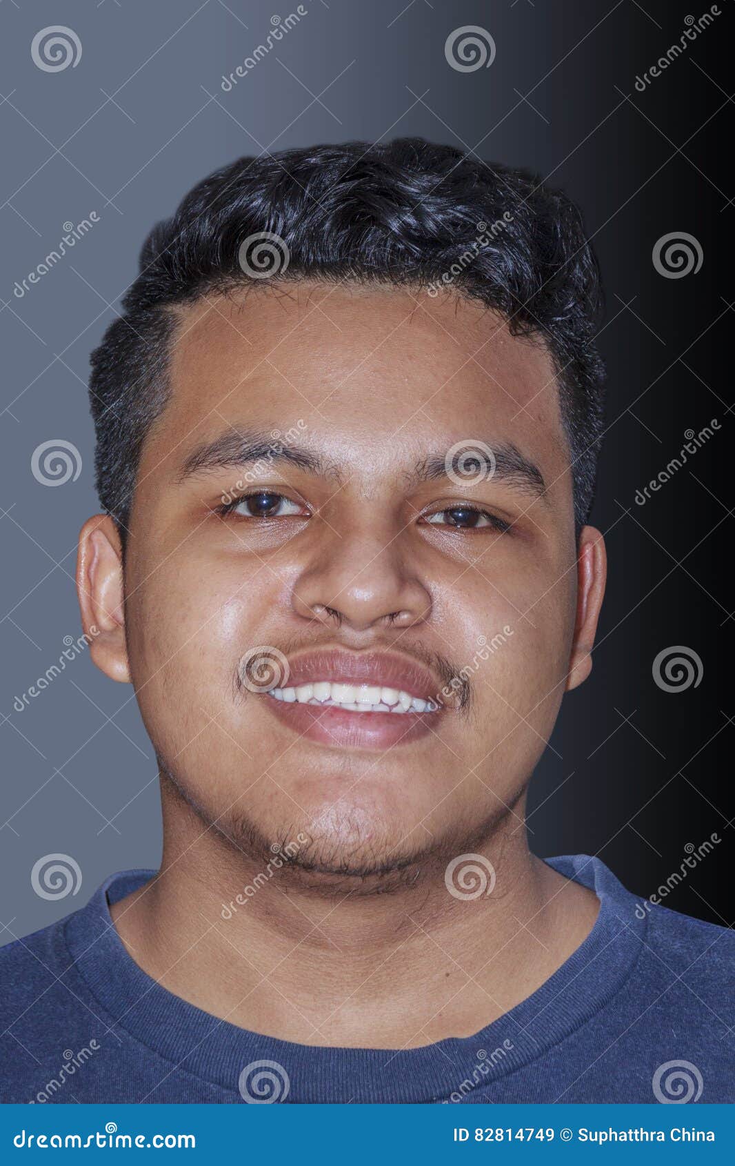 Portrait of Man on Gray Background Stock Image - Image of smiling ...