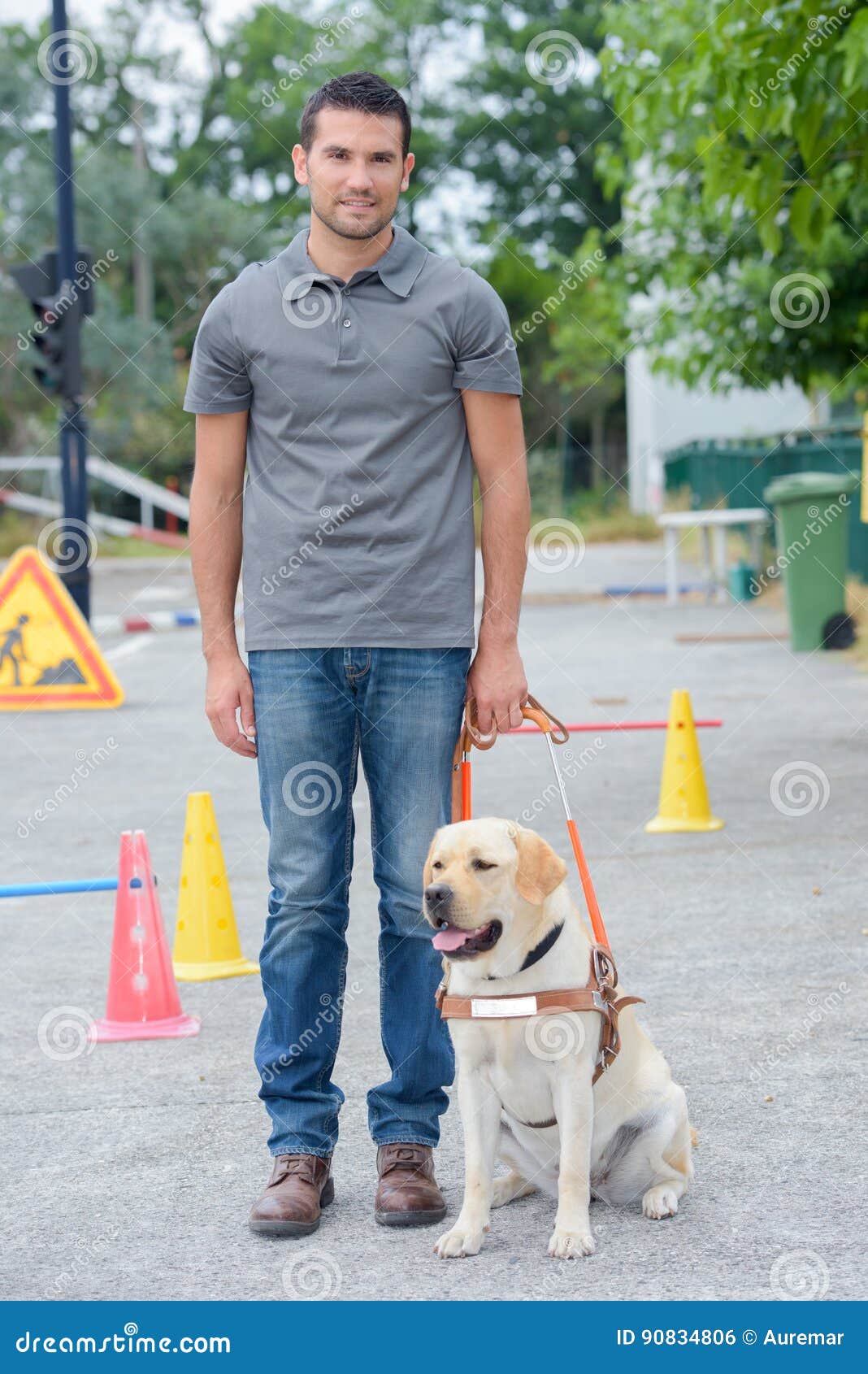 Portrait Man with Guide Dog Stock Photo - Image of patient, harness ...