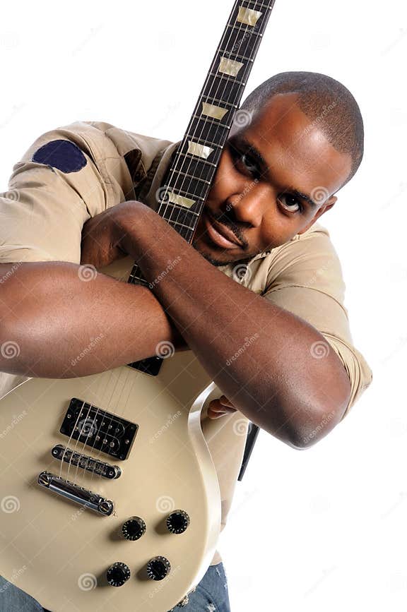 Portrait of Man with Guitar Stock Image - Image of looking, american ...