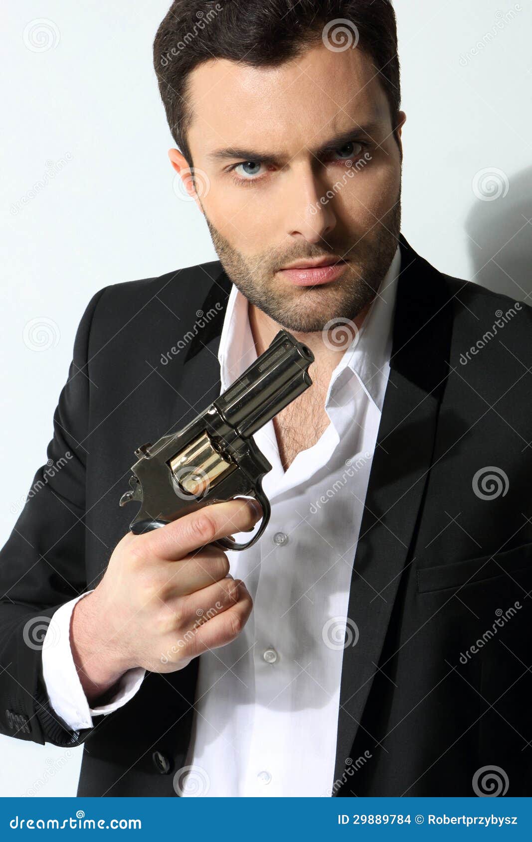Man with a gun stock photo. Image of pistol, pointing - 29889784