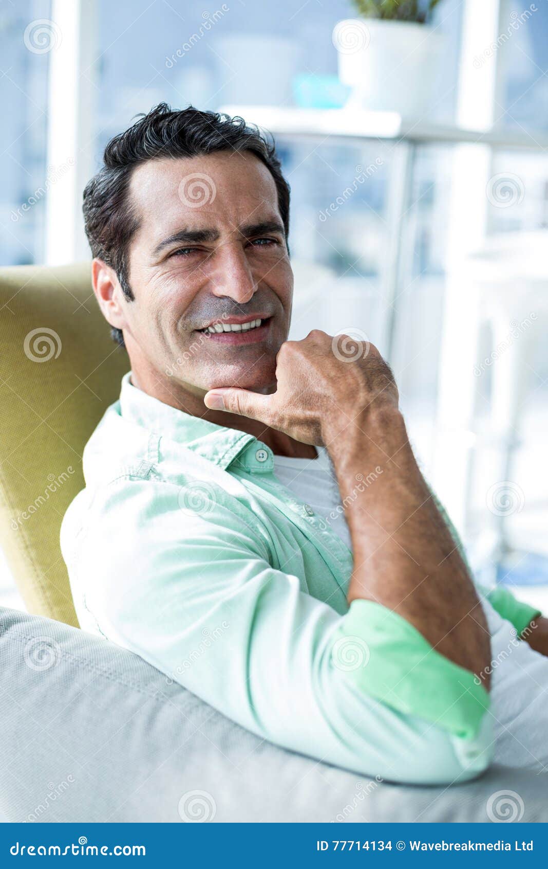 Portrait of Man with Hand on Chin Stock Photo - Image of lifestyles ...