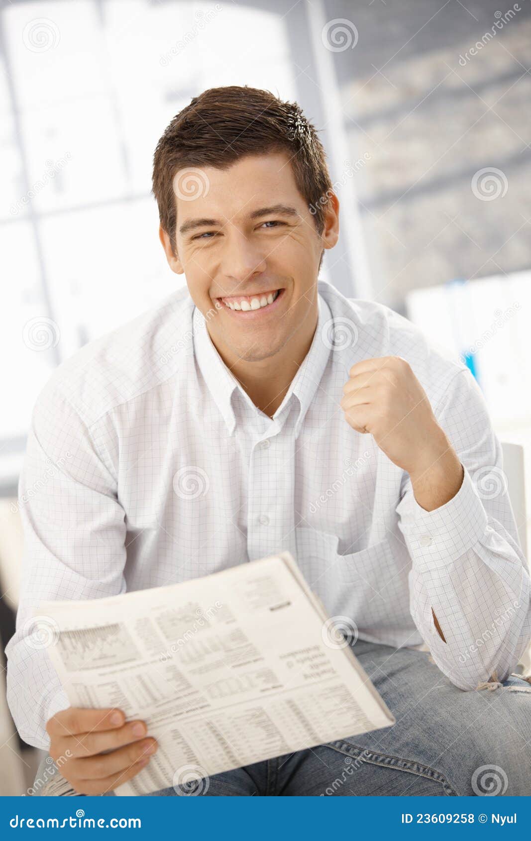 Portrait of Man Happy about News Stock Photo - Image of laugh, contact ...