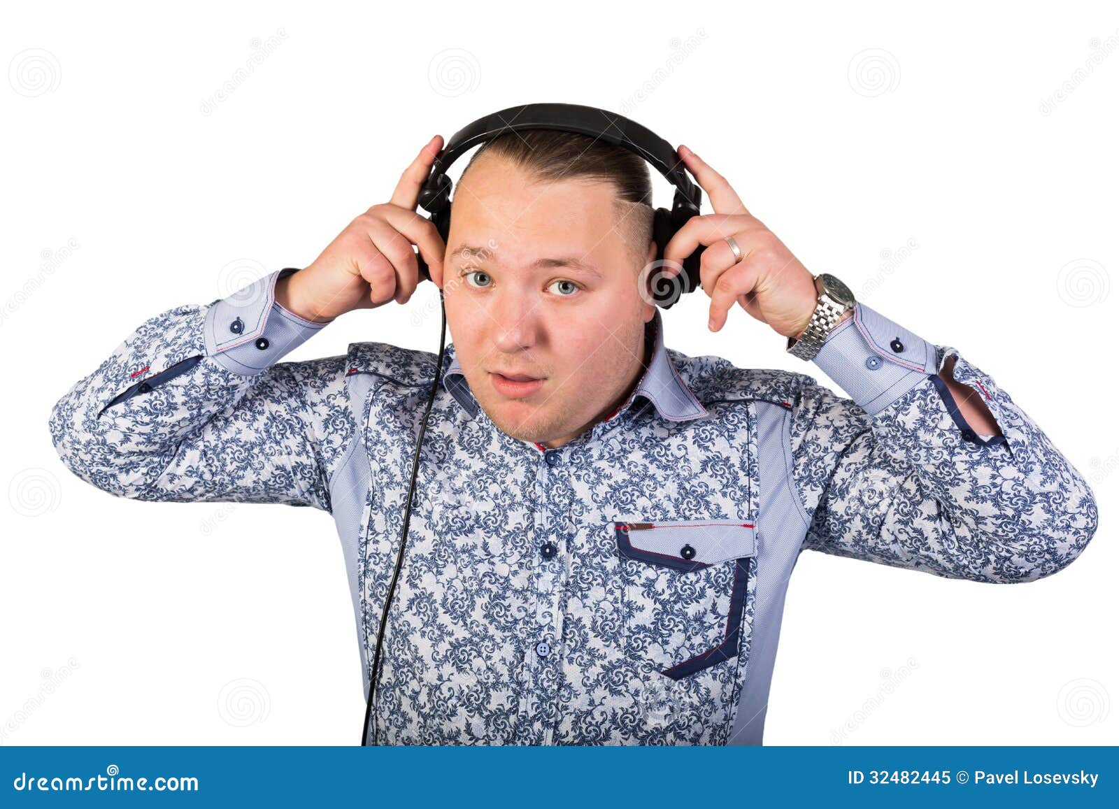 Portrait of Man in Headphones Stock Image - Image of modern, human ...
