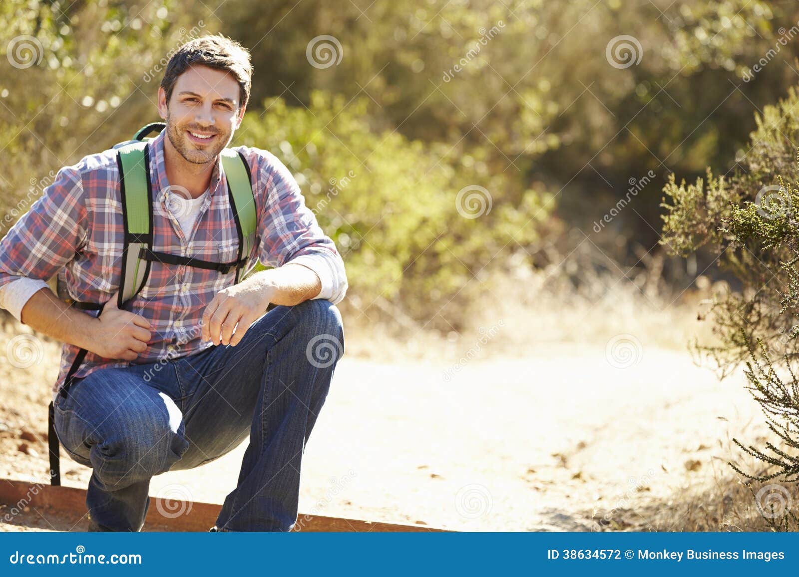 Portrait of Man Hiking in Countryside Stock Photo - Image of adult ...