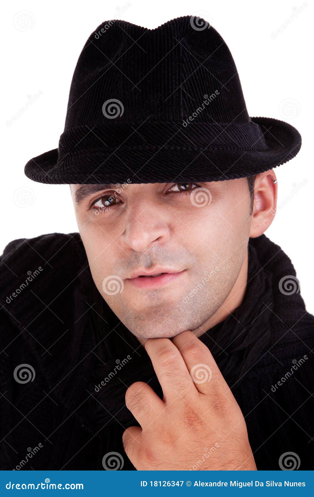 Portrait of a Man with His Black Hat Stock Image - Image of head ...
