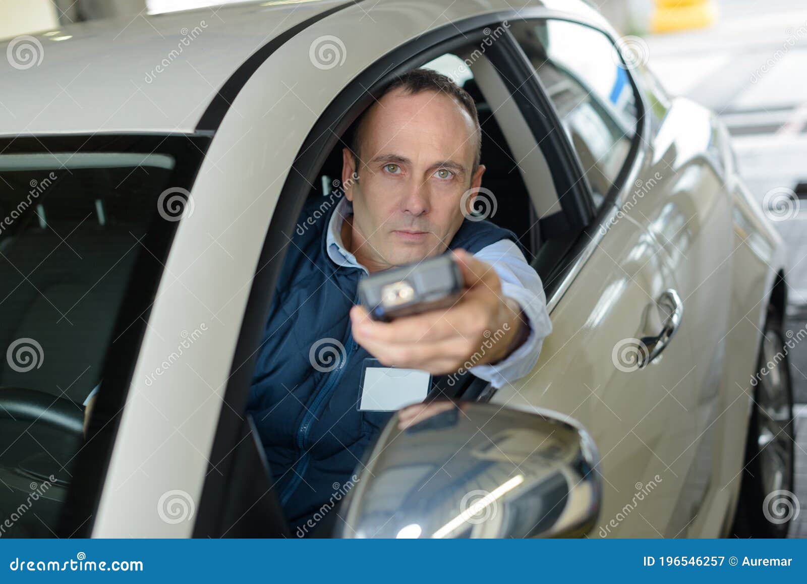 Portrait Man in Car Beeping Stock Image - Image of house, interior ...