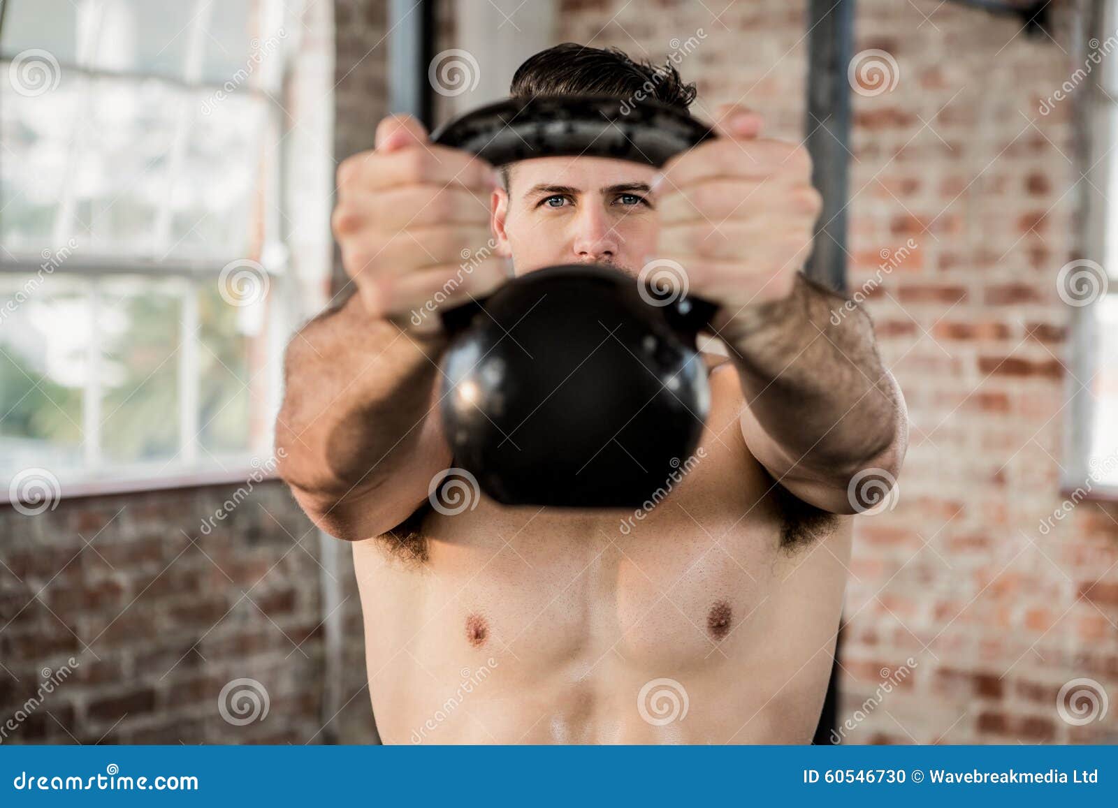 Portrait of Man Holding Kettlebell Stock Photo - Image of healthy ...