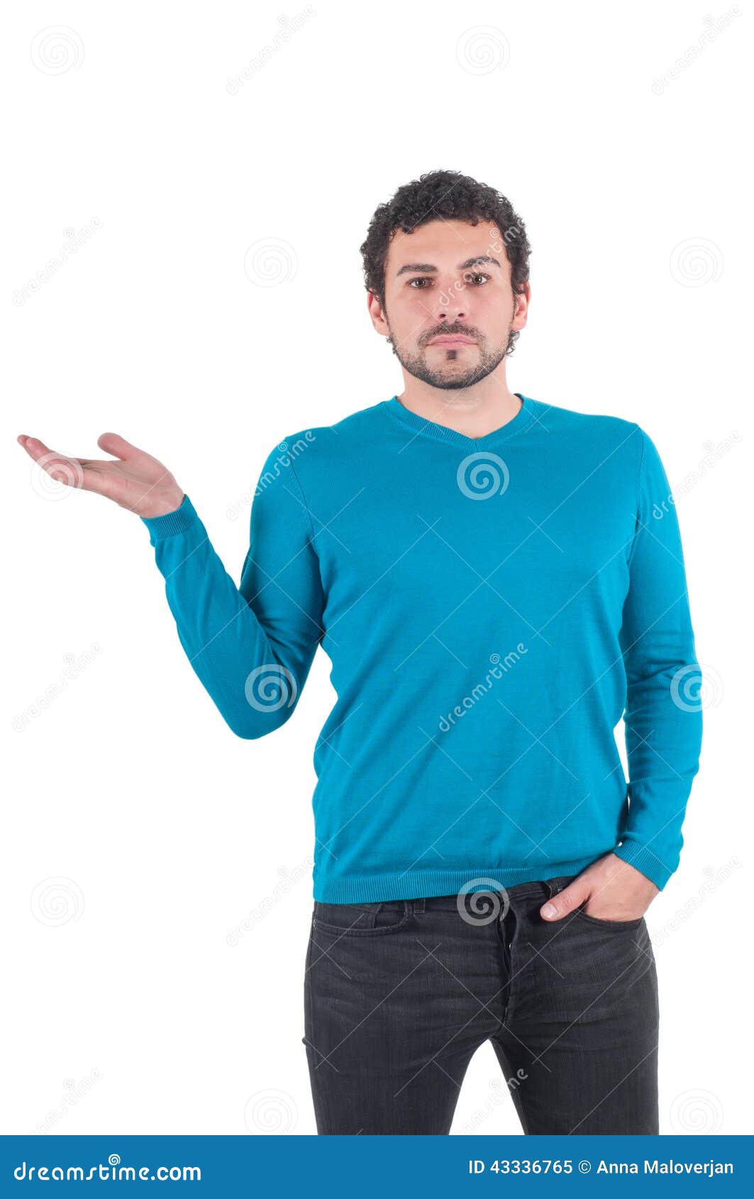 A Portrait Of Man Holding Up His Hand Stock Photo - Image: 43336765