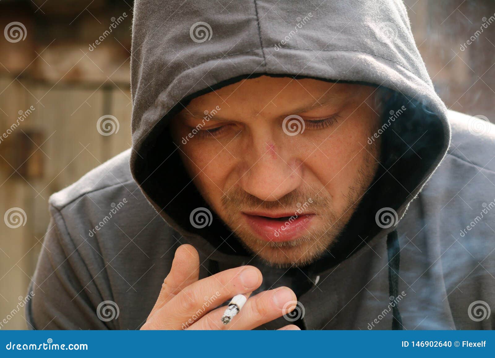 Portrait of the Man in a Hood. Stock Photo - Image of effect, confident ...