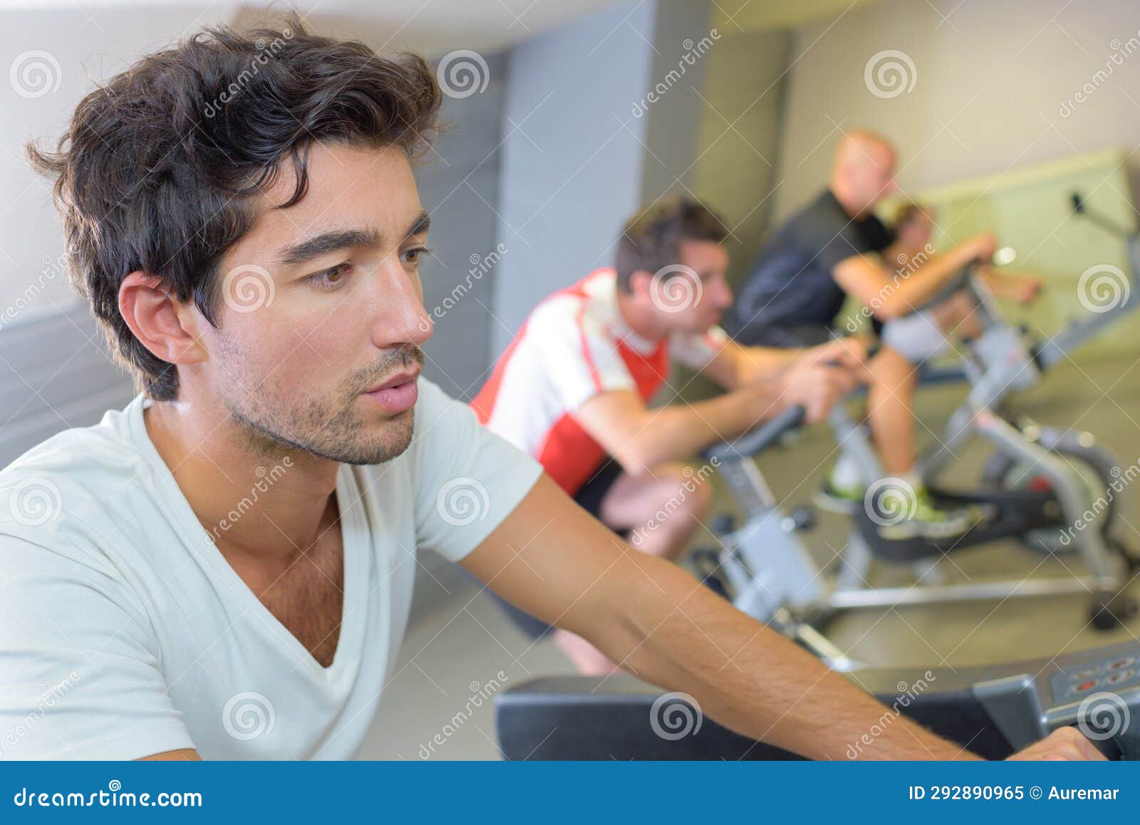 Portrait Man during Indoor Cycling Class Stock Image - Image of ...