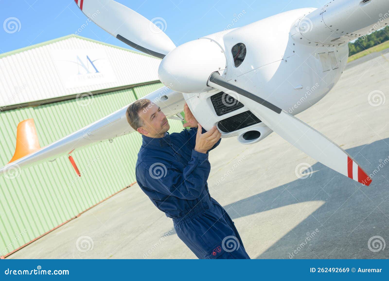 Portrait Man Inspecting Propeller Stock Image - Image of parts, work ...