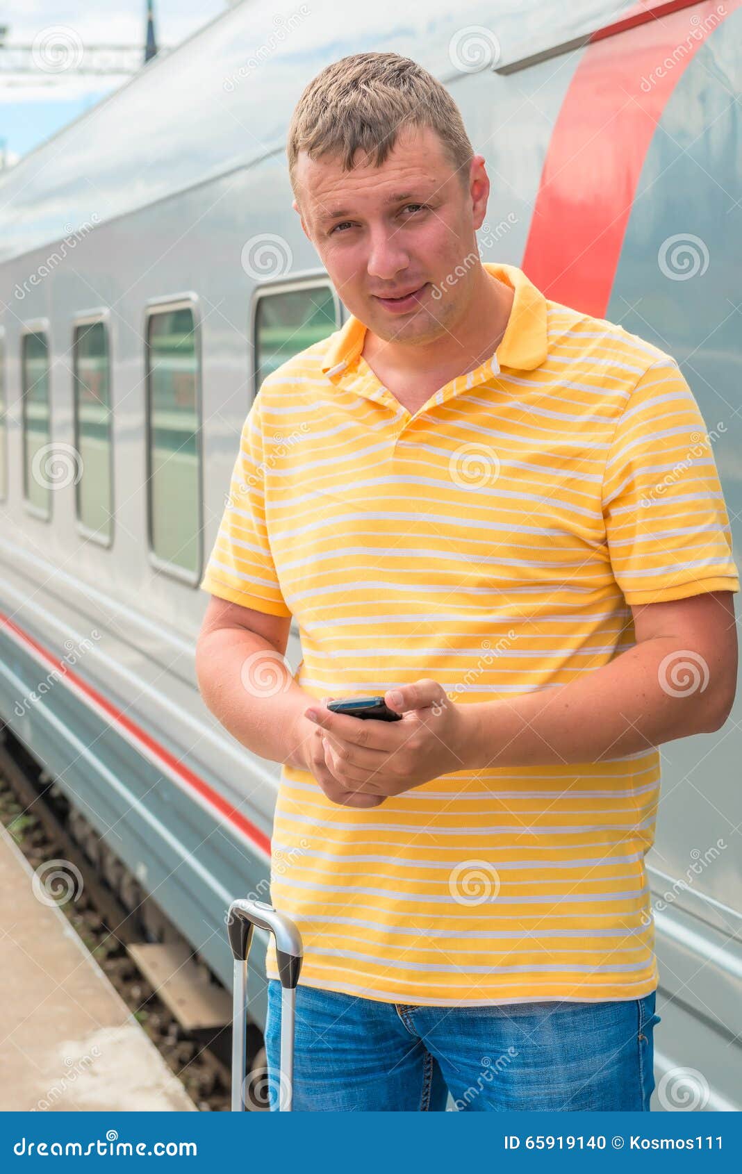 Portrait of a Man on a Journey on Train Stock Photo - Image of railroad ...