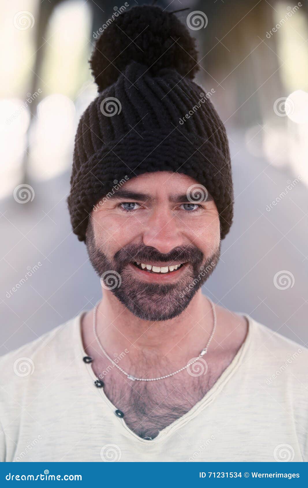 Portrait of Man with Knitted Hat Stock Photo - Image of beard, bearded ...