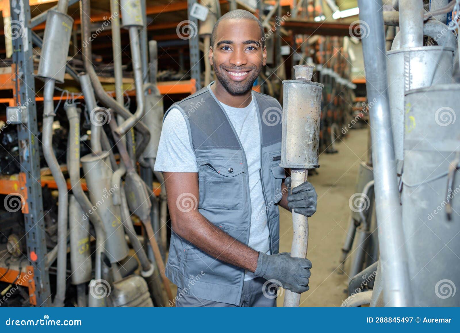 Portrait Man Laborer Posing Garage Stock Image - Image of grease ...
