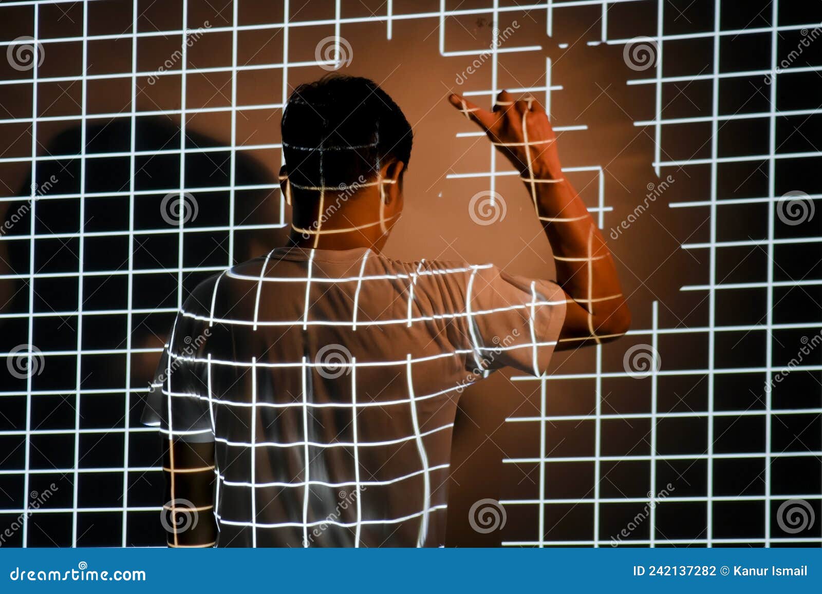 Portrait of a Man with Light Effect, Low Light Shot Stock Photo - Image ...