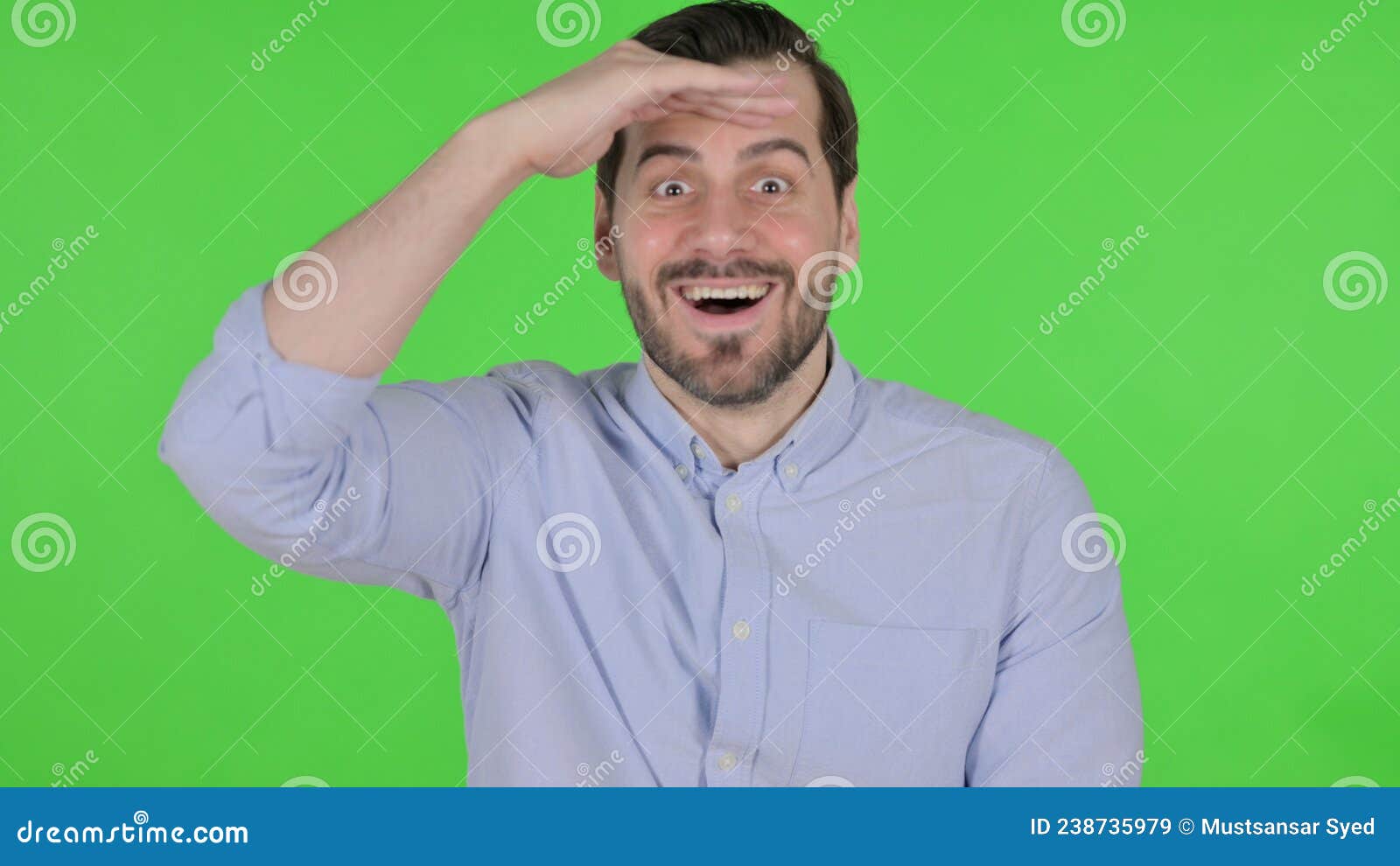Portrait of Man Looking Around, Searching, Green Screen Stock Image ...