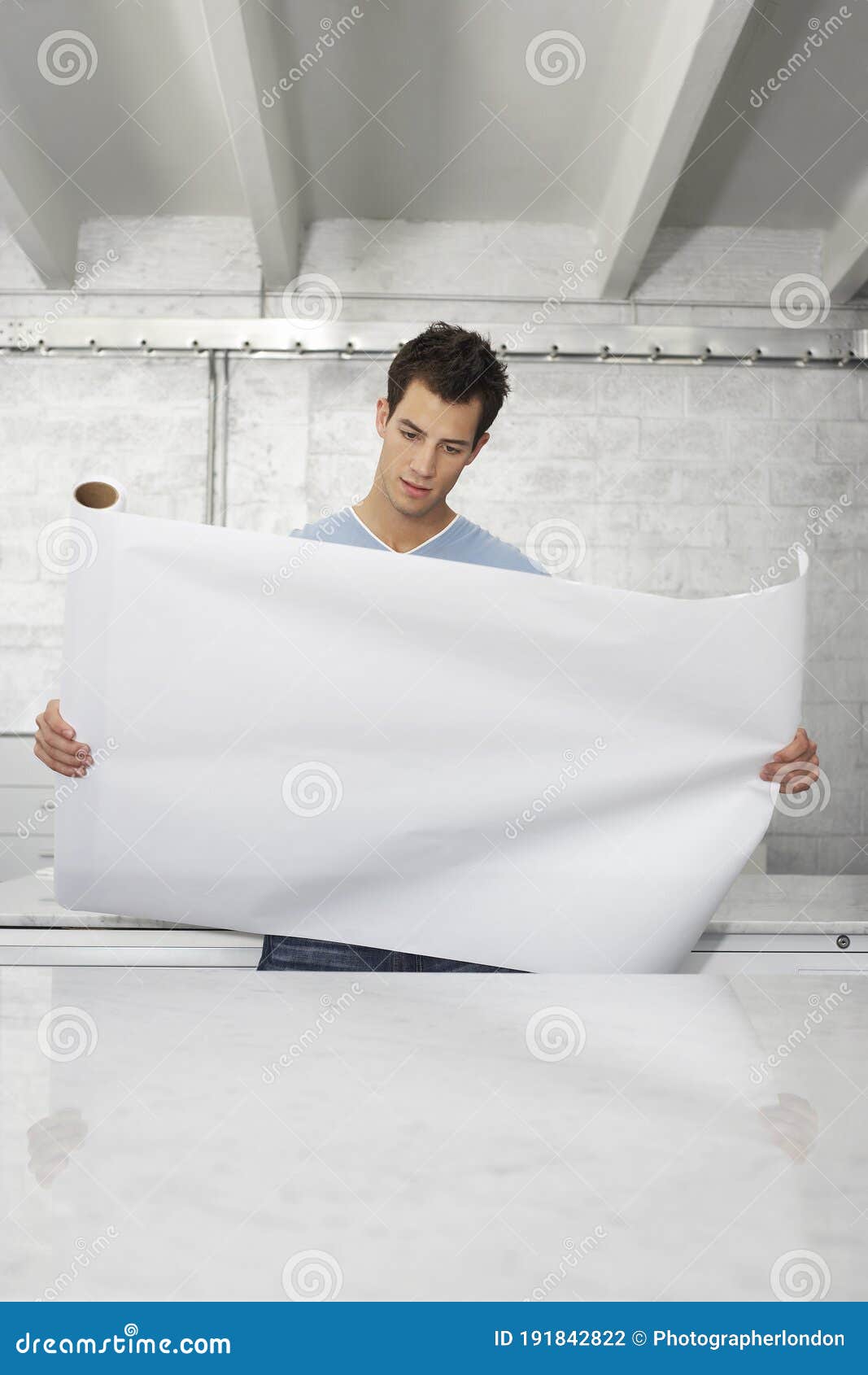 Portrait of Man Looking at Building Plan Stock Photo - Image of beamed ...