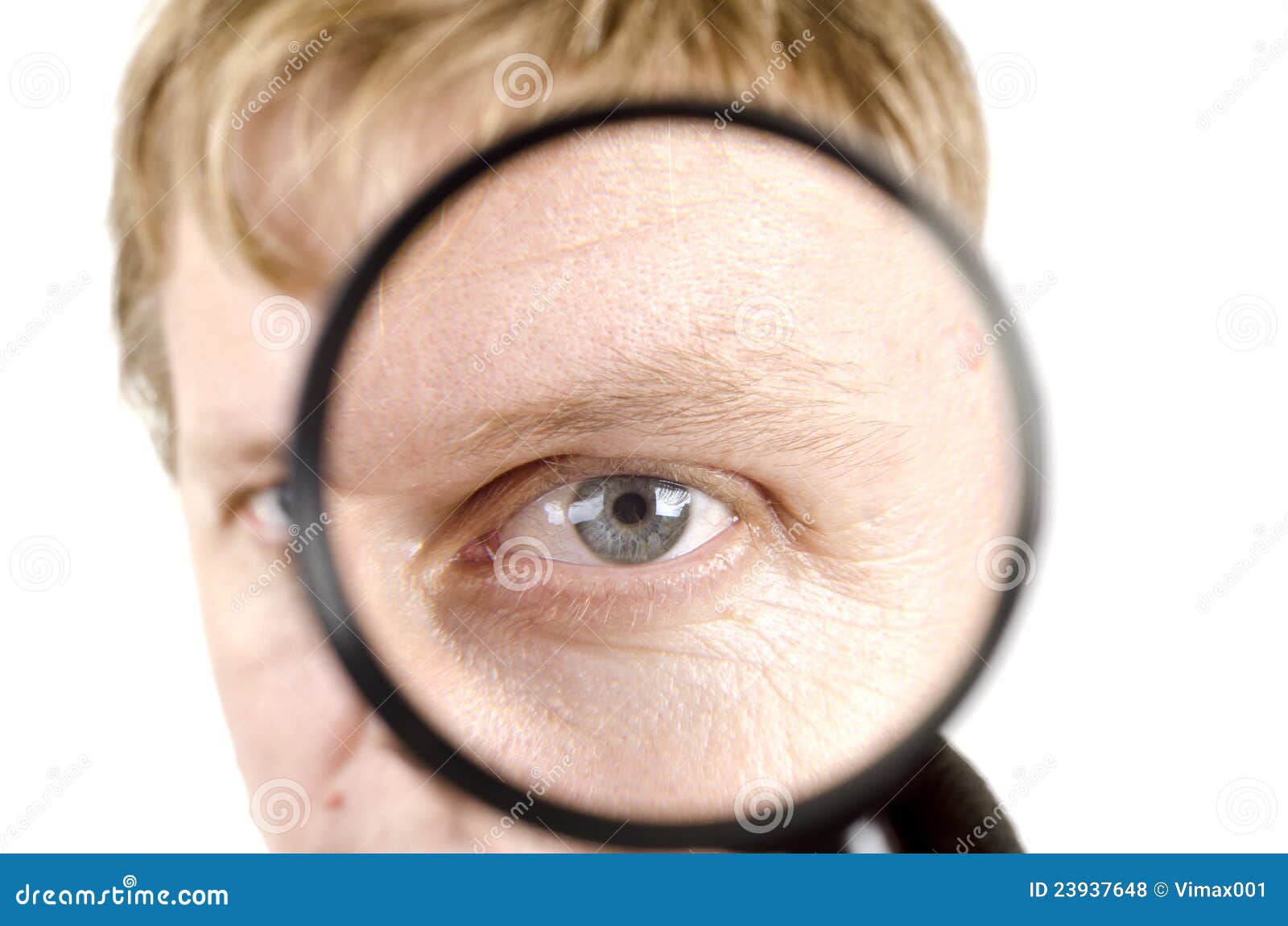 Portrait of Man Looking through a Magnifying Glass Stock Photo - Image ...