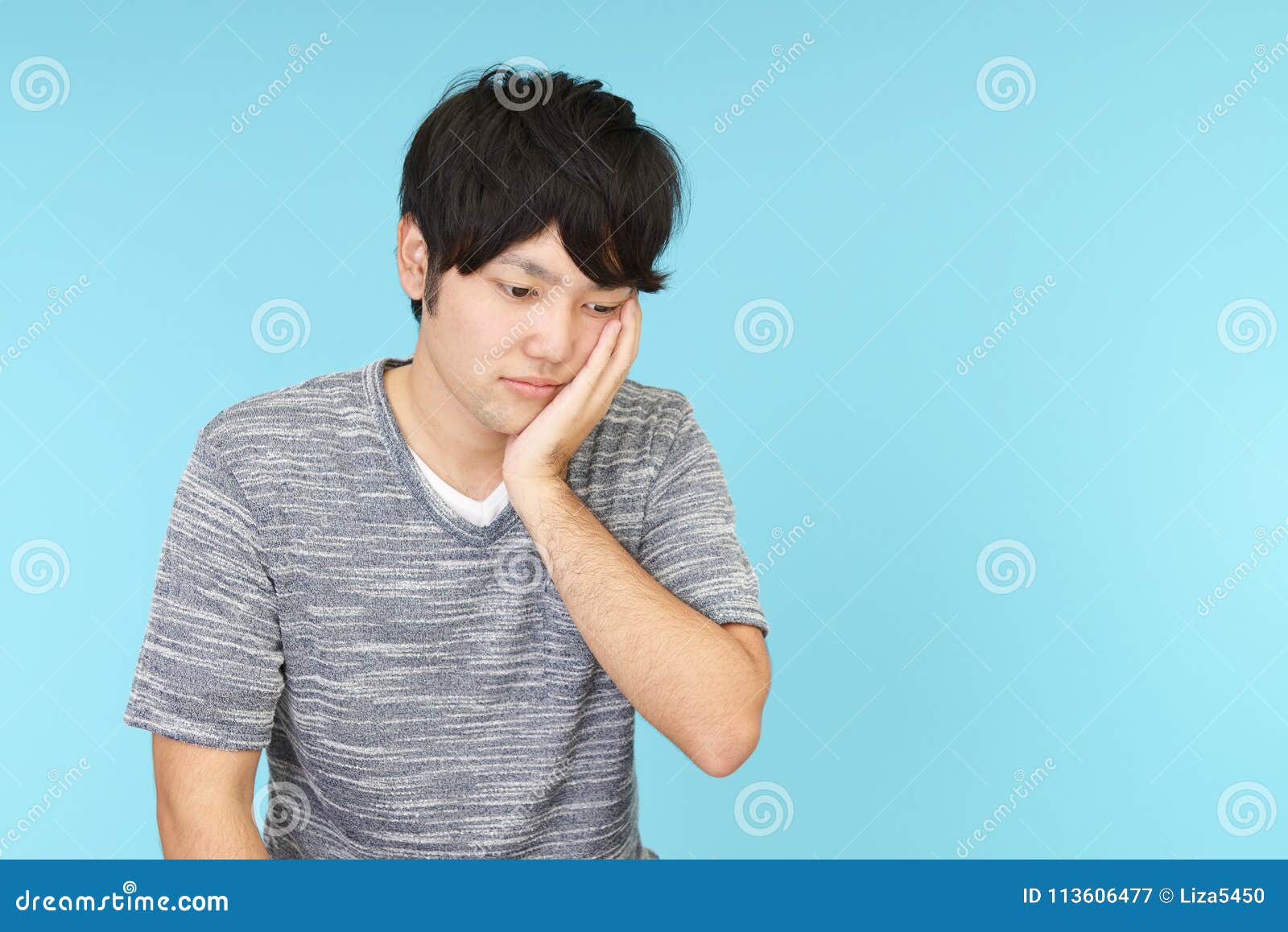 Uneasy Asian man stock image. Image of lifestyle, face - 113606477
