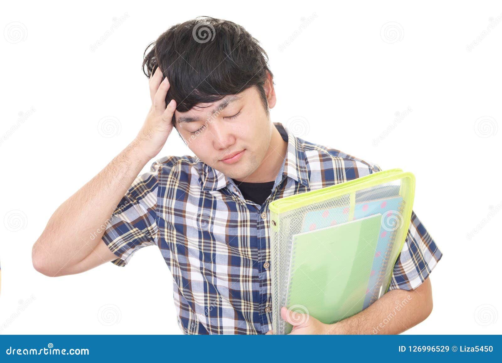 Uneasy Asian man stock image. Image of beauty, fatigue - 126996529