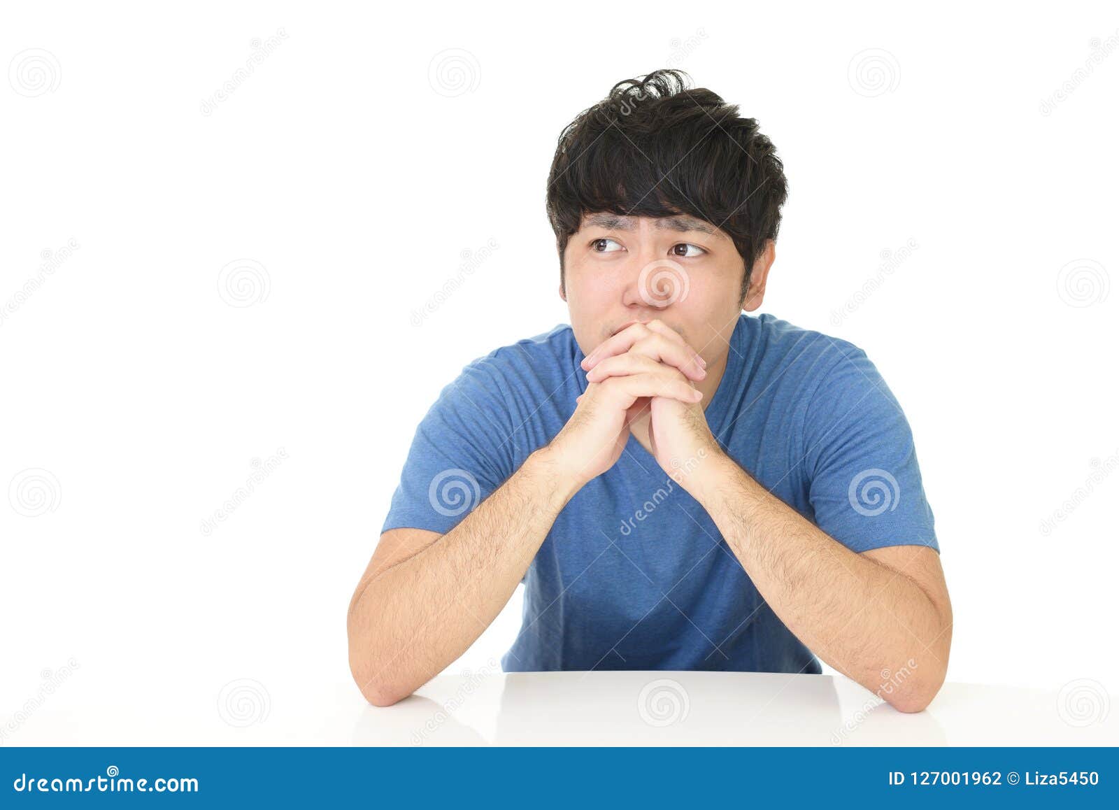 Uneasy Asian man stock photo. Image of distress, liveliness - 127001962