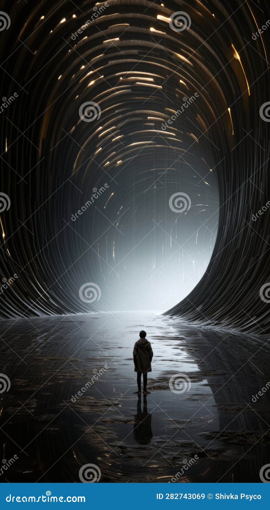 A Portrait of a Man Lost in a Empty Deserted Place Stock Illustration ...