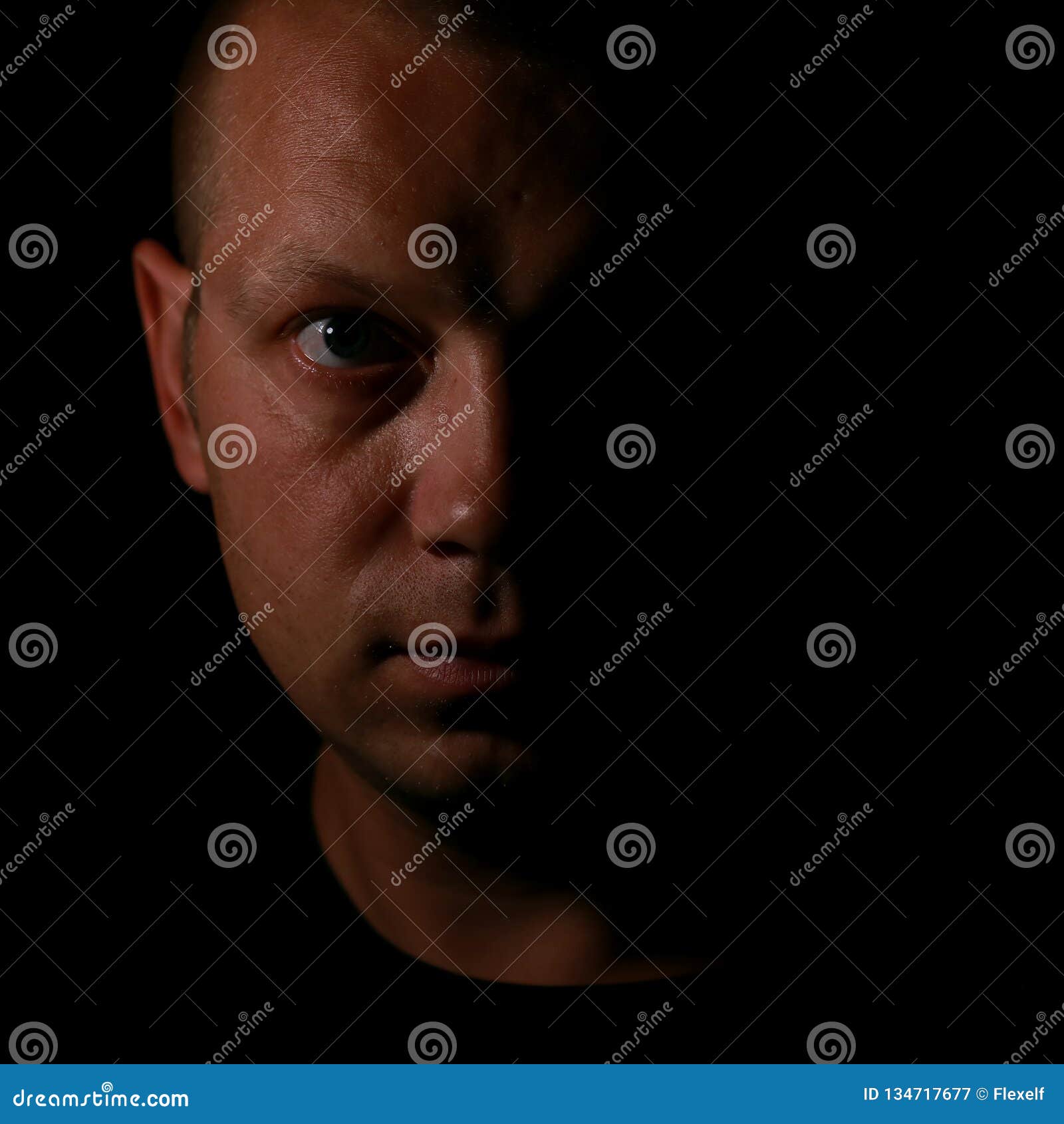 Portrait of a Man in a Low Key Style. Stock Image - Image of night ...
