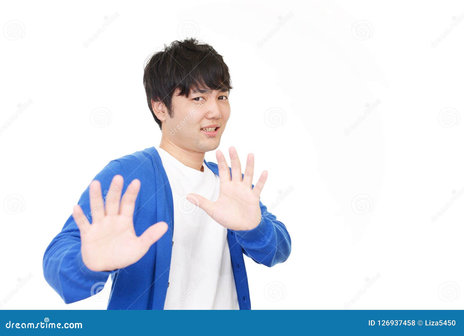Man making stop sign stock photo. Image of japan, person - 126937458