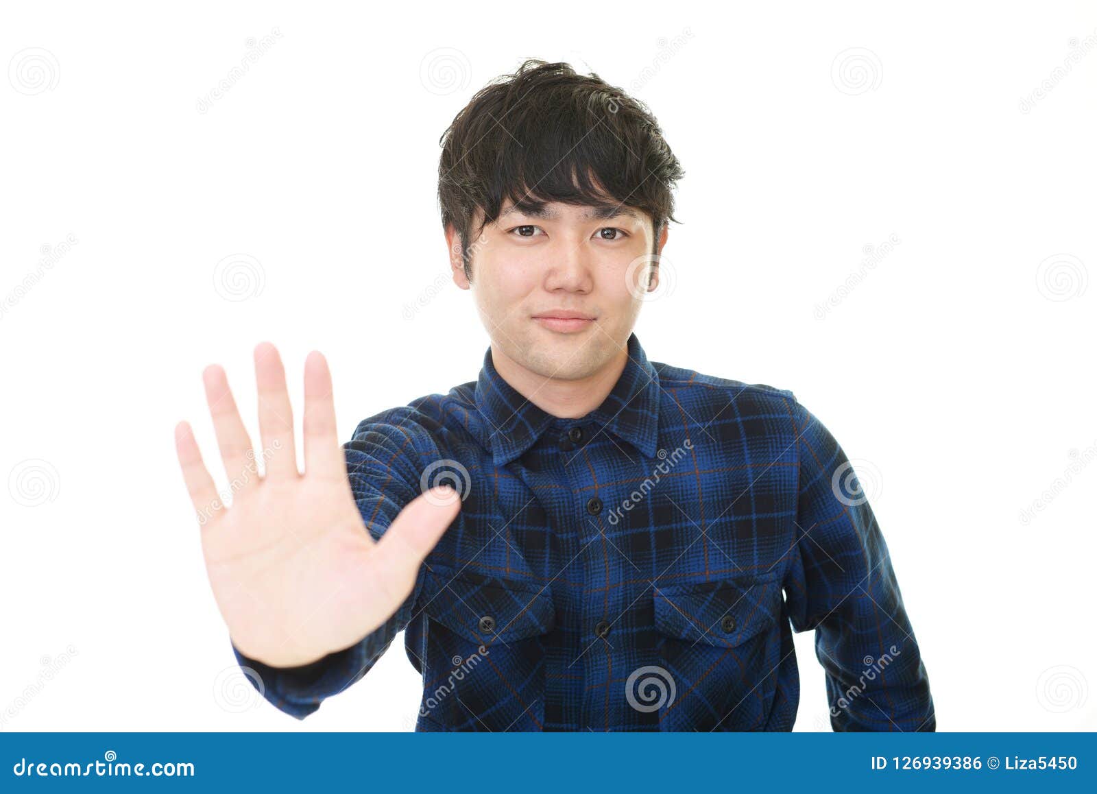 Man making stop sign stock photo. Image of facial, emotional - 126939386