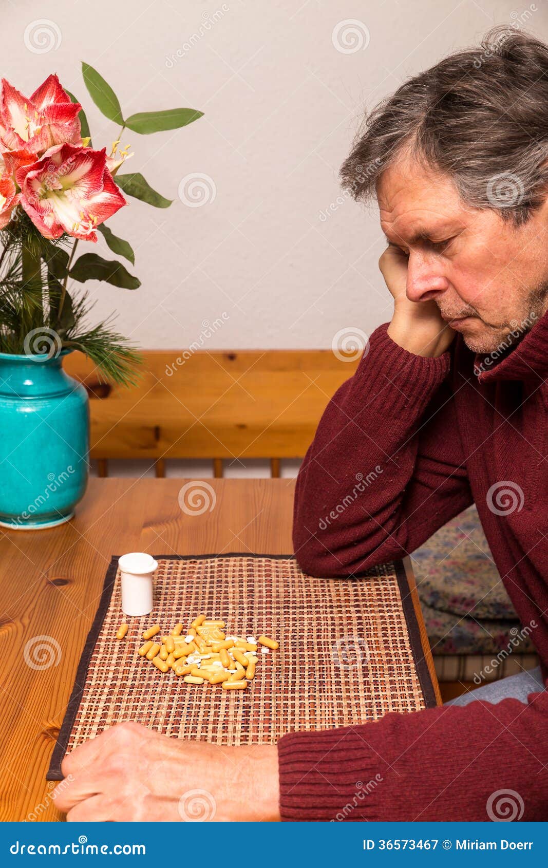 Portrait of a Man with Medications Stock Image - Image of pain ...