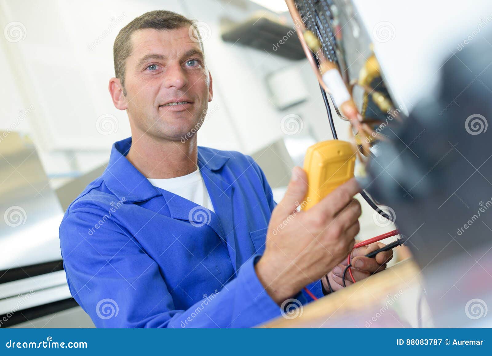 Portrait Man with Multimeter Stock Image - Image of multimeter ...