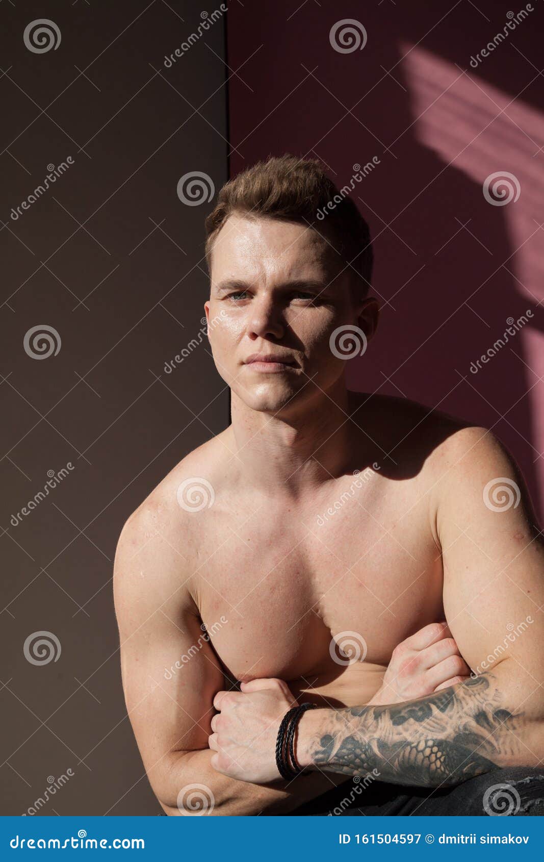 Portrait of a Handsome Man with Muscles Bare Torso Stock Image - Image ...